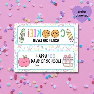 100 Days of School Treat Bag Topper Printable - One Smart Cookie Tag ...