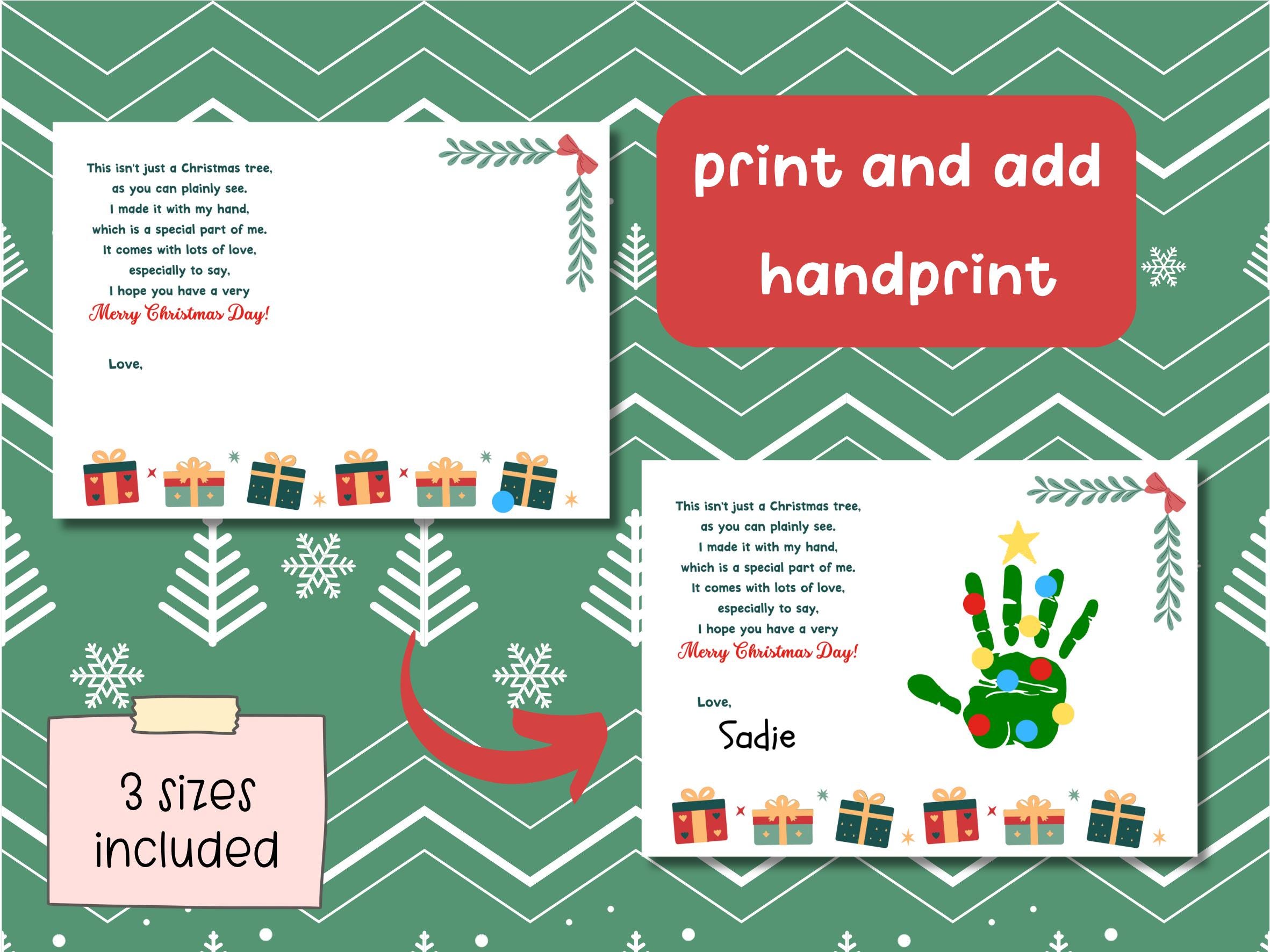Christmas Handprint Craft Template for Kids Printable - Christmas Poem ...
