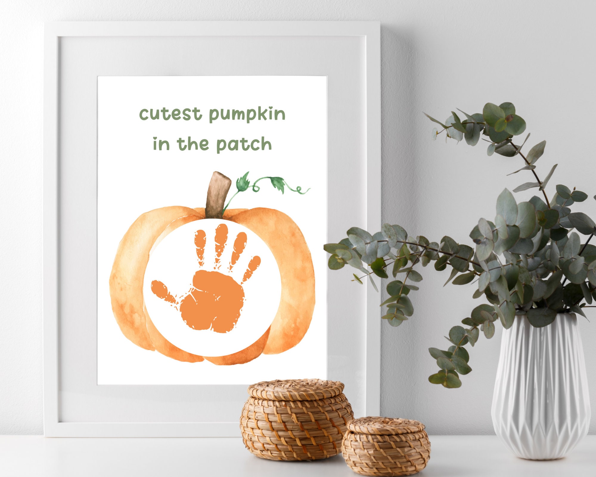 Handprint Pumpkin Craft Printable - Fall Pumpkin Handprint Art ...