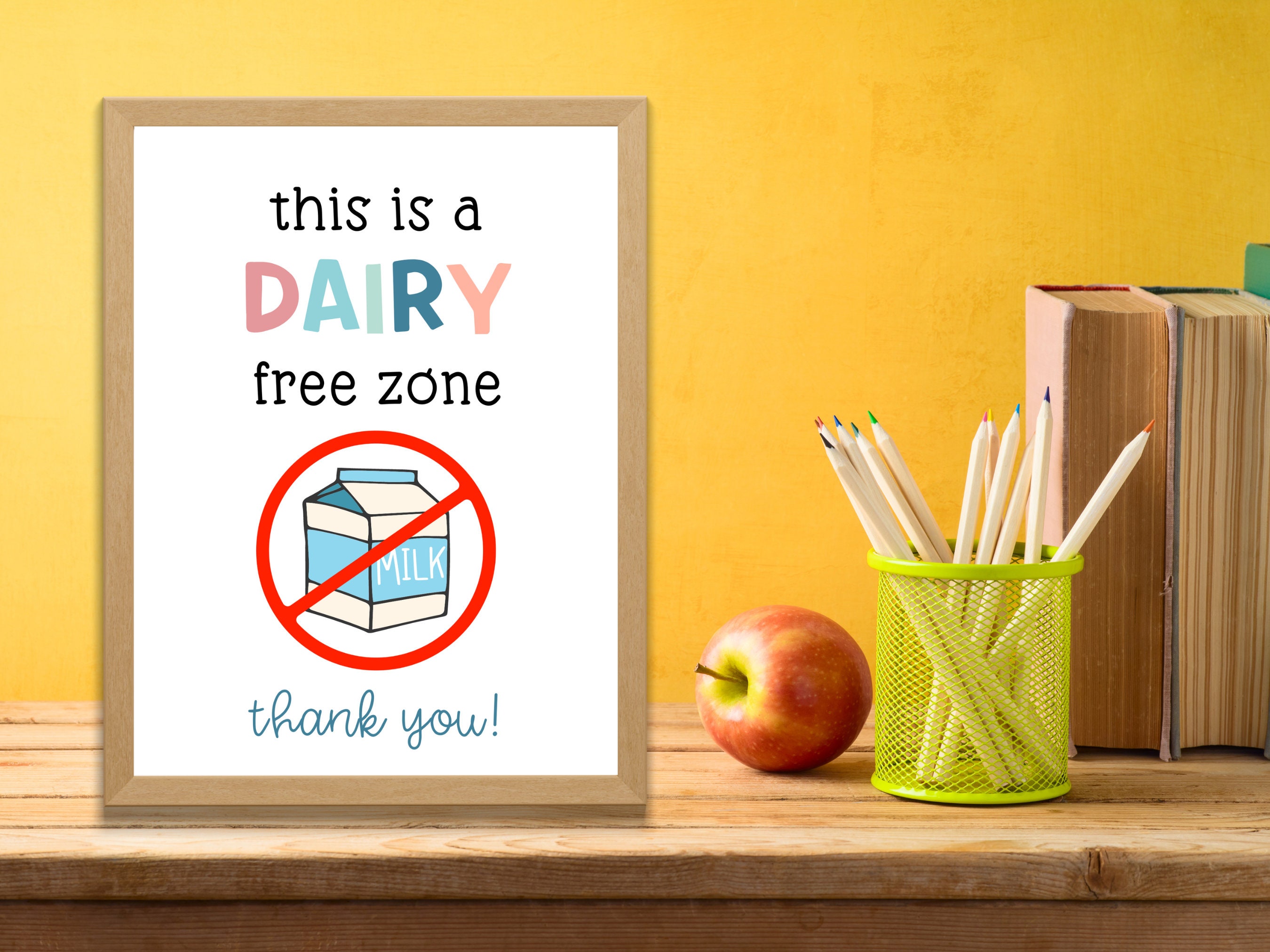 Printable Dairy Free Zone Sign - Food Allergy Sign - Dairy Allergy Sign ...