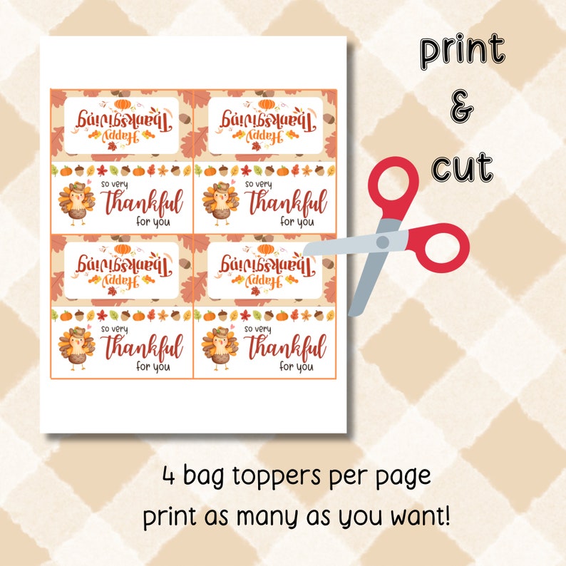 Thanksgiving Printable Treat Bag Topper Fall Candy Bag Topper ...