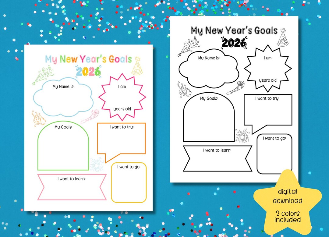 New Years Resolution Template for Kids Printable - Happy New Year Craft ...