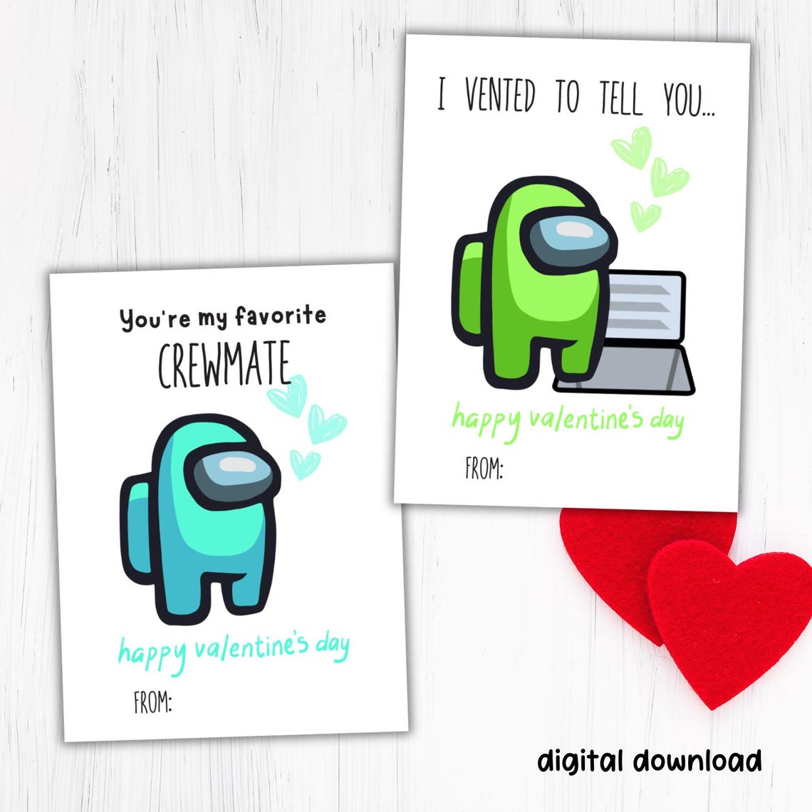 Kids Funny Valentine Card Printable - Among Us Valentine's Day Card for ...