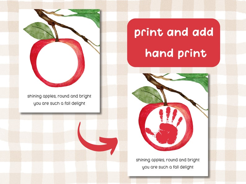 Fall Apple Handprint Art Printable Handprint Craft for Fall - Etsy