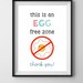 Printable Egg Free Zone Sign Food Allergy Sign Egg Allergy Sign for ...