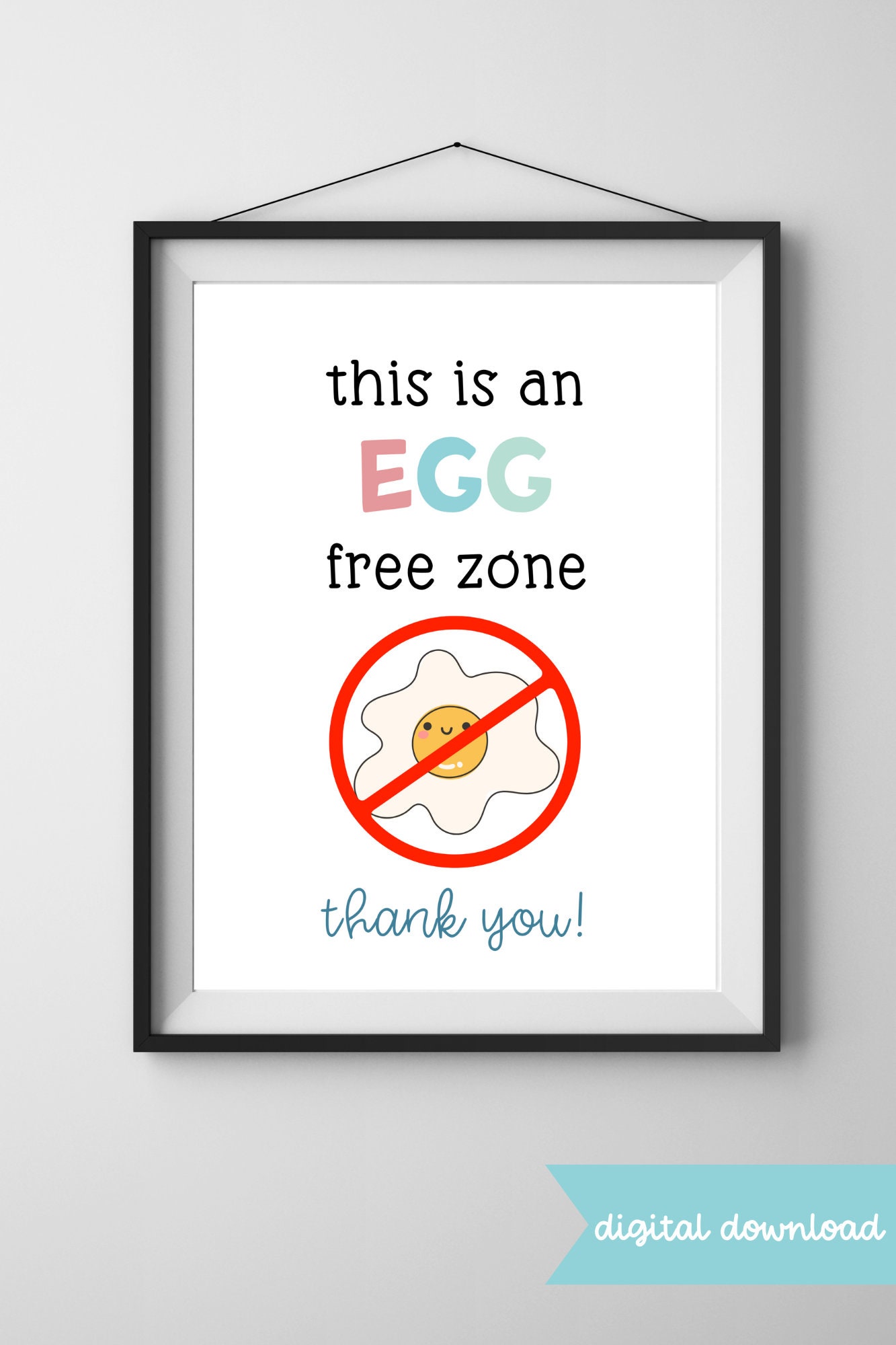 Printable Egg Free Zone Sign Food Allergy Sign Egg Allergy Sign for ...