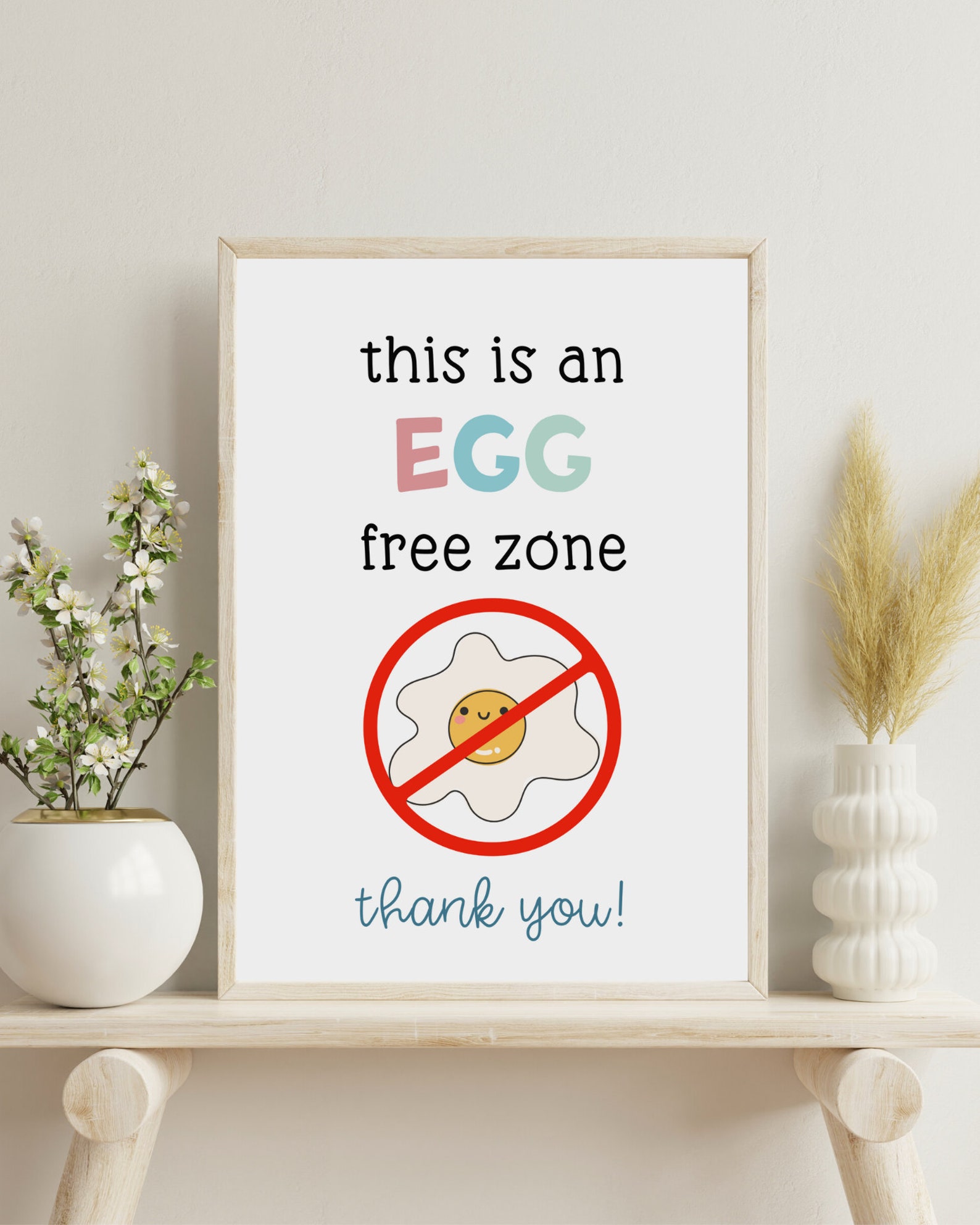 Printable Egg Free Zone Sign - Food Allergy Sign - Egg Allergy Sign for ...