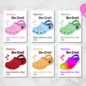 Kids Croc Valentine Card Printable - Printable Shoe Charm Valentine's ...