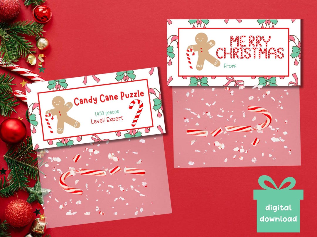 Candy Cane Puzzle Bag Topper Printable - Stocking Stuffer - Funny ...