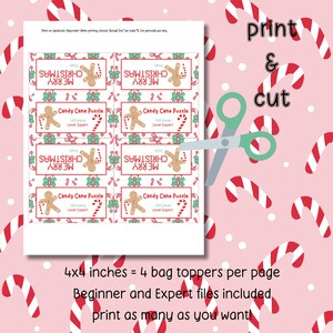 Candy Cane Puzzle Bag Topper Printable - Stocking Stuffer - Funny ...
