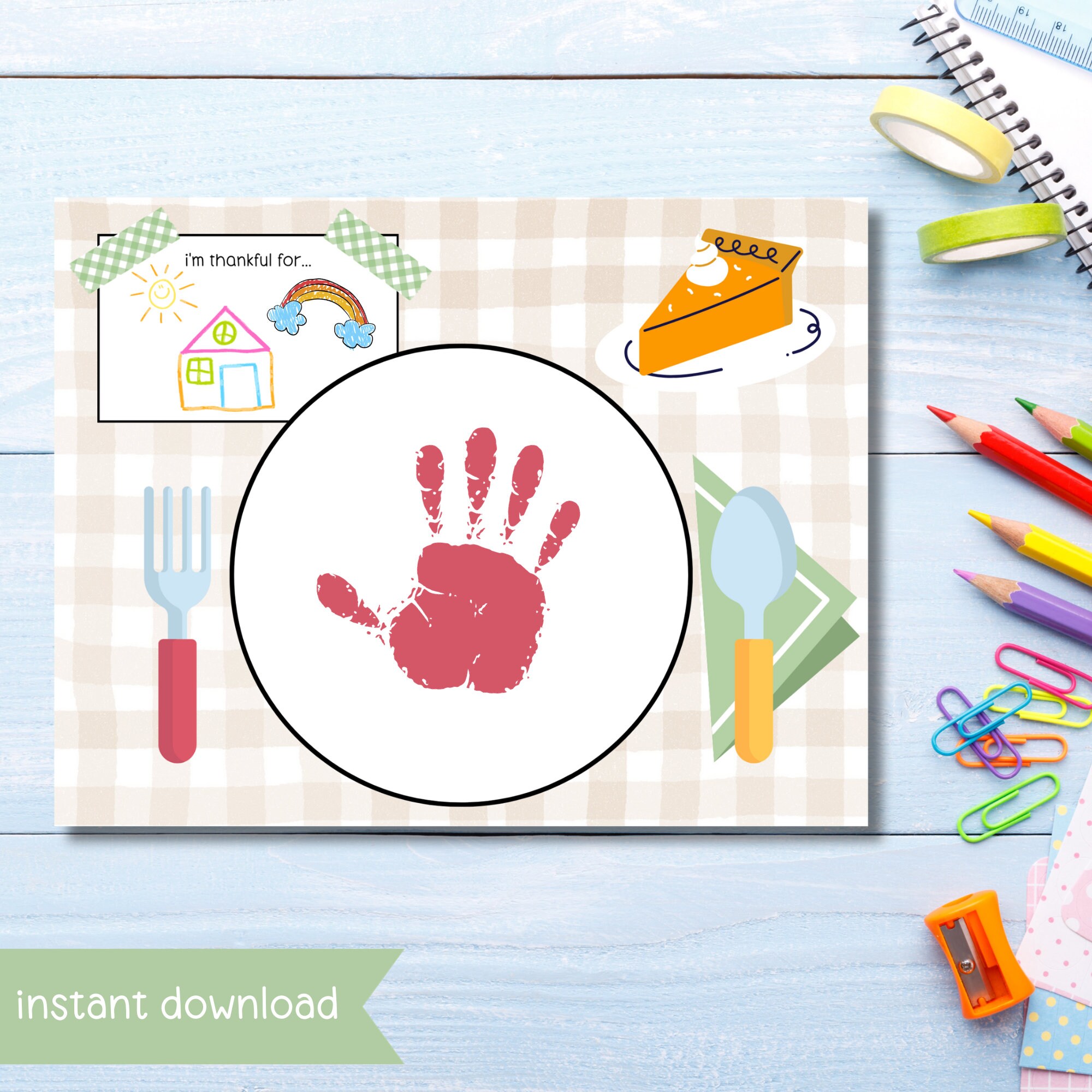 Thanksgiving Placemat Craft Printable - Handprint Craft for Fall ...