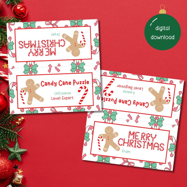 Candy Cane Puzzle Bag Topper Printable - Stocking Stuffer - Funny ...