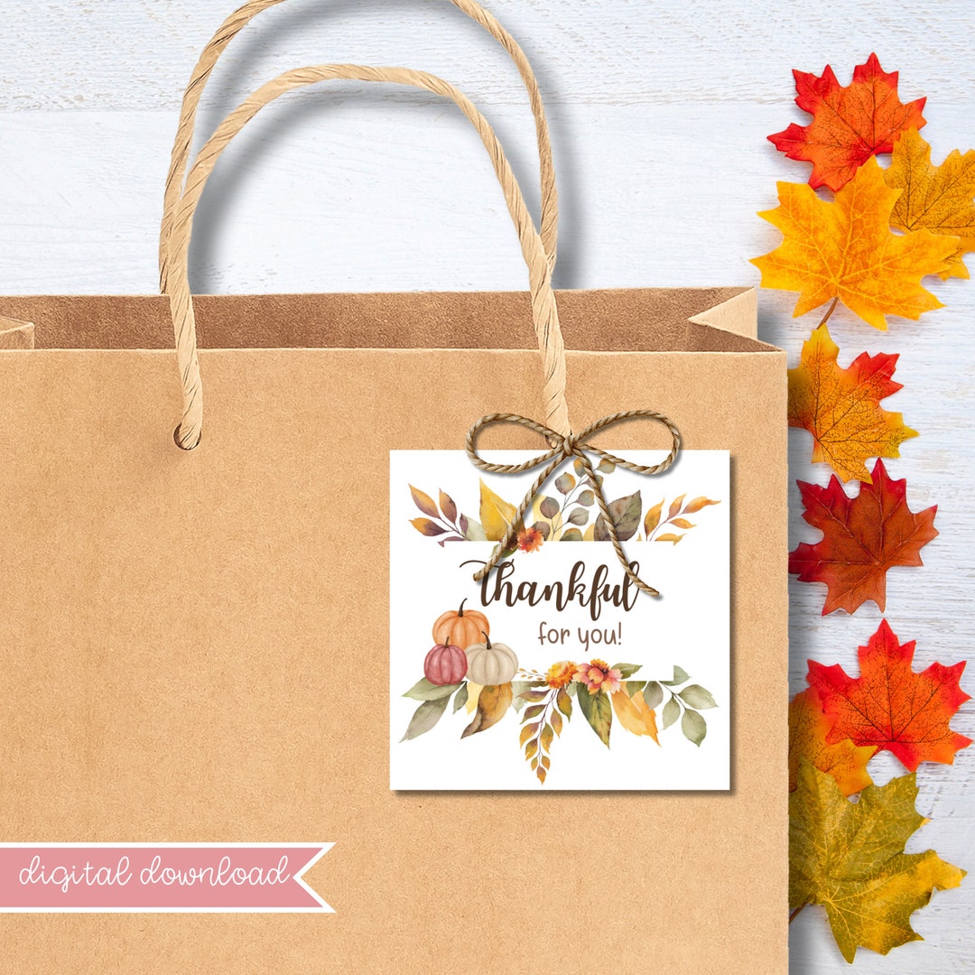 Thanksgiving Printable Gift Tags Fall Square Gift Tag - Etsy