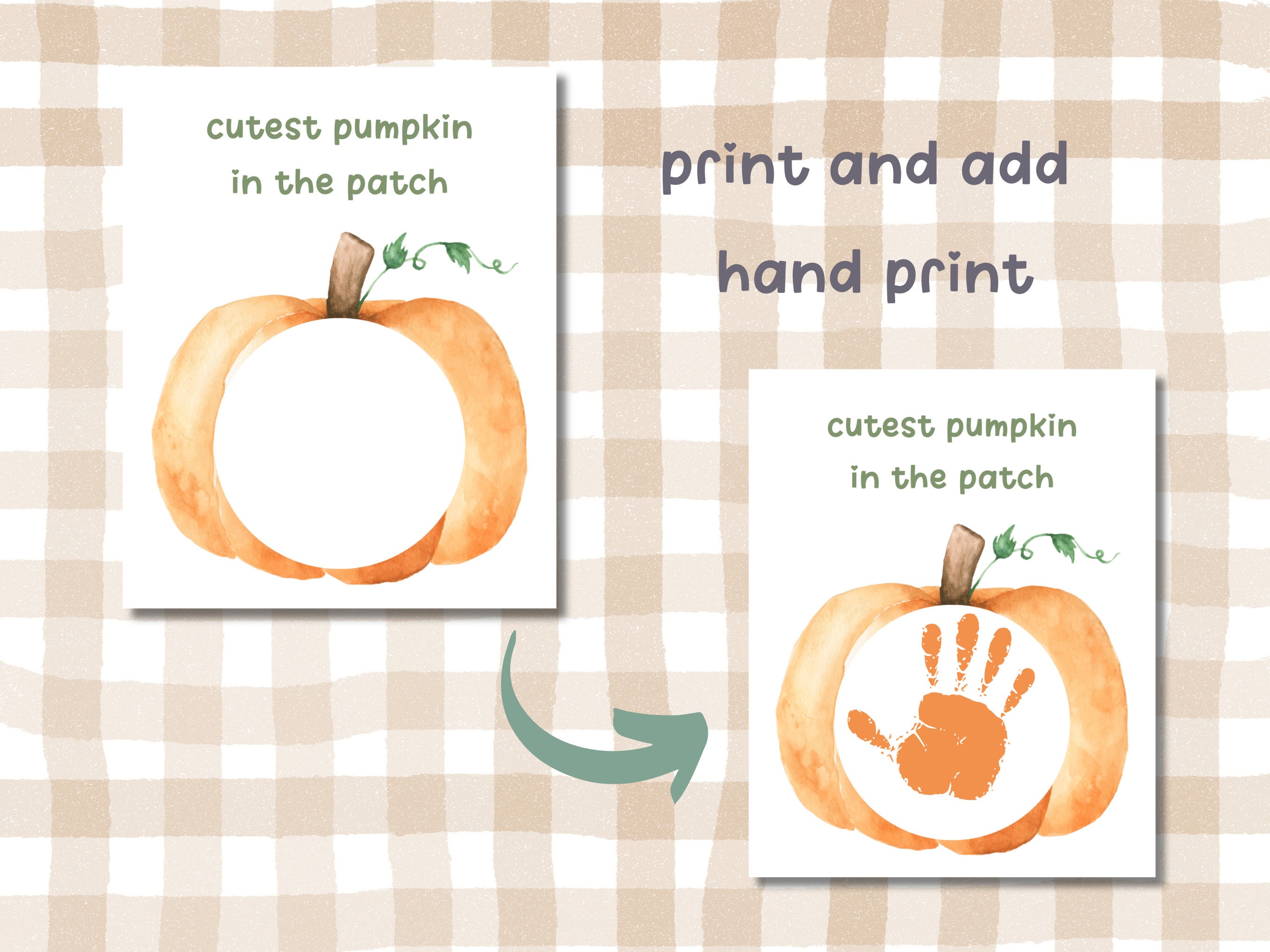 Handprint Pumpkin Craft Printable - Fall Pumpkin Handprint Art ...