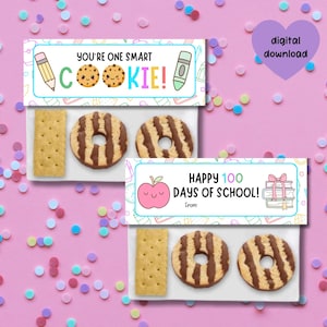 100 Days of School Treat Bag Topper Printable - One Smart Cookie Tag ...