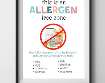 Printable Egg Free Zone Sign Food Allergy Sign Egg Allergy Sign for ...