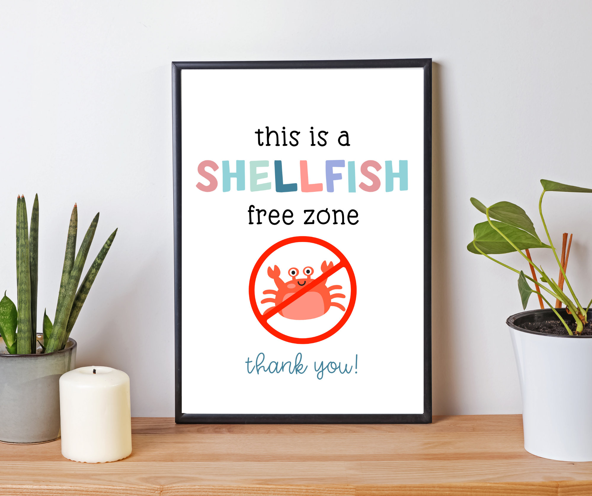 Printable Shellfish Free Zone Sign Food Allergy Sign Shellfish Allergy ...
