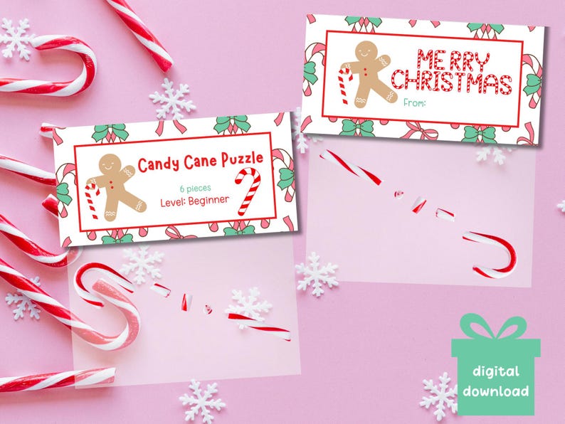 Candy Cane Puzzle Bag Topper Printable - Stocking Stuffer - Funny ...