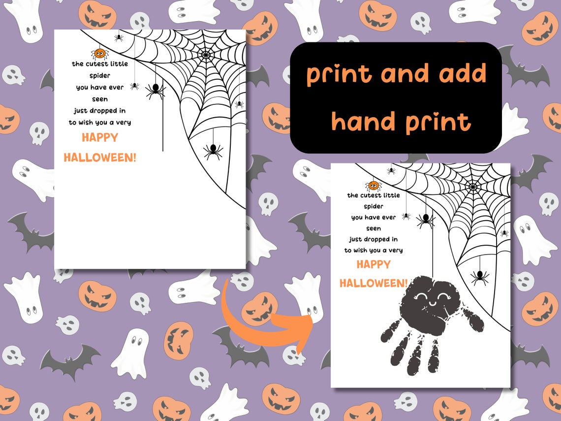 Halloween Spider Handprint Art Printable Handprint Craft for - Etsy