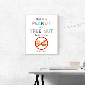 Printable Peanut and Tree Nut Free Zone Sign - Food Allergy Sign ...