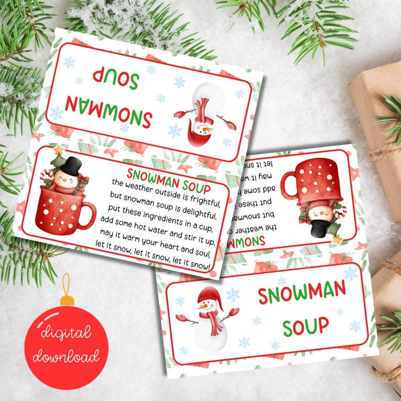 Snowman Soup Printable Bag Topper Christmas Treat Bag Topper Snowman ...