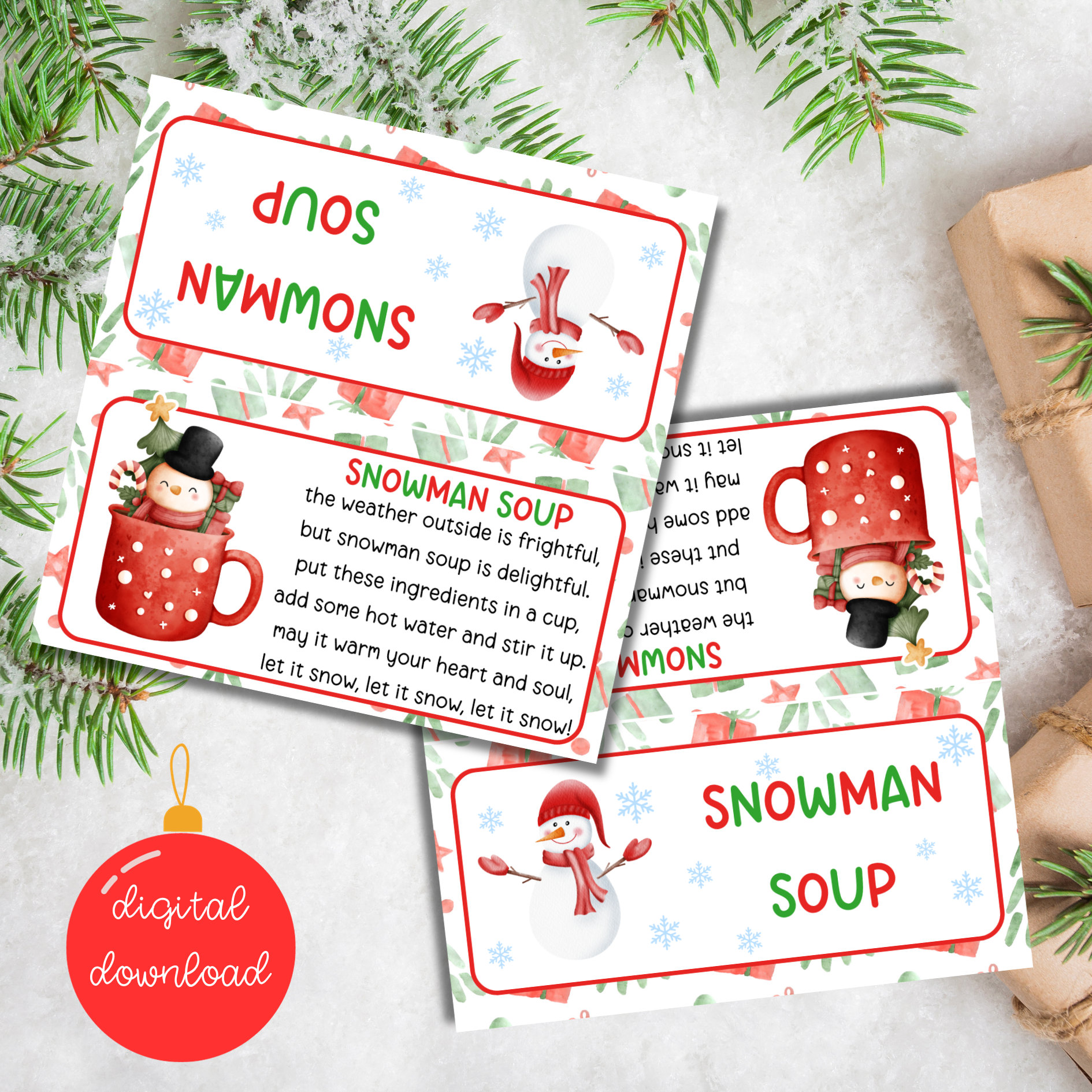 Snowman Soup Printable Bag Topper Christmas Treat Bag Topper Snowman ...