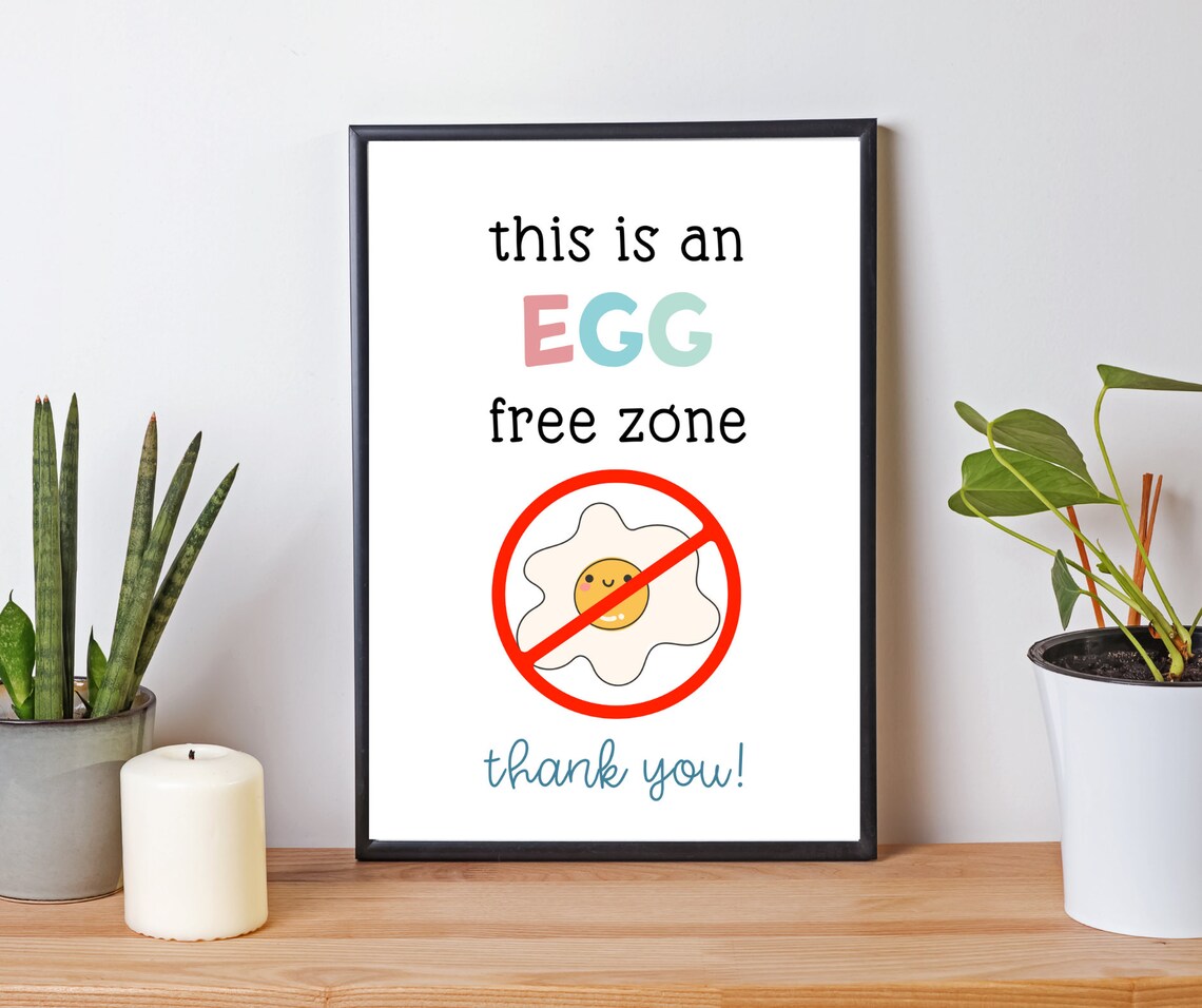 Printable Egg Free Zone Sign - Food Allergy Sign - Egg Allergy Sign for ...