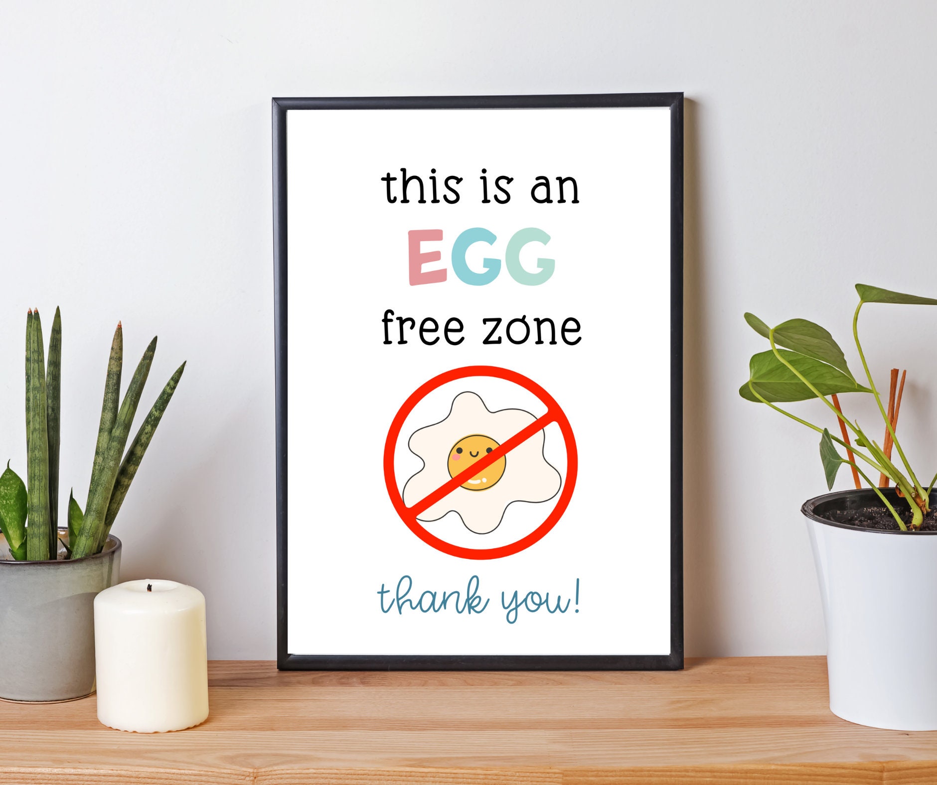 Printable Egg Free Zone Sign Food Allergy Sign Egg Allergy Sign for ...