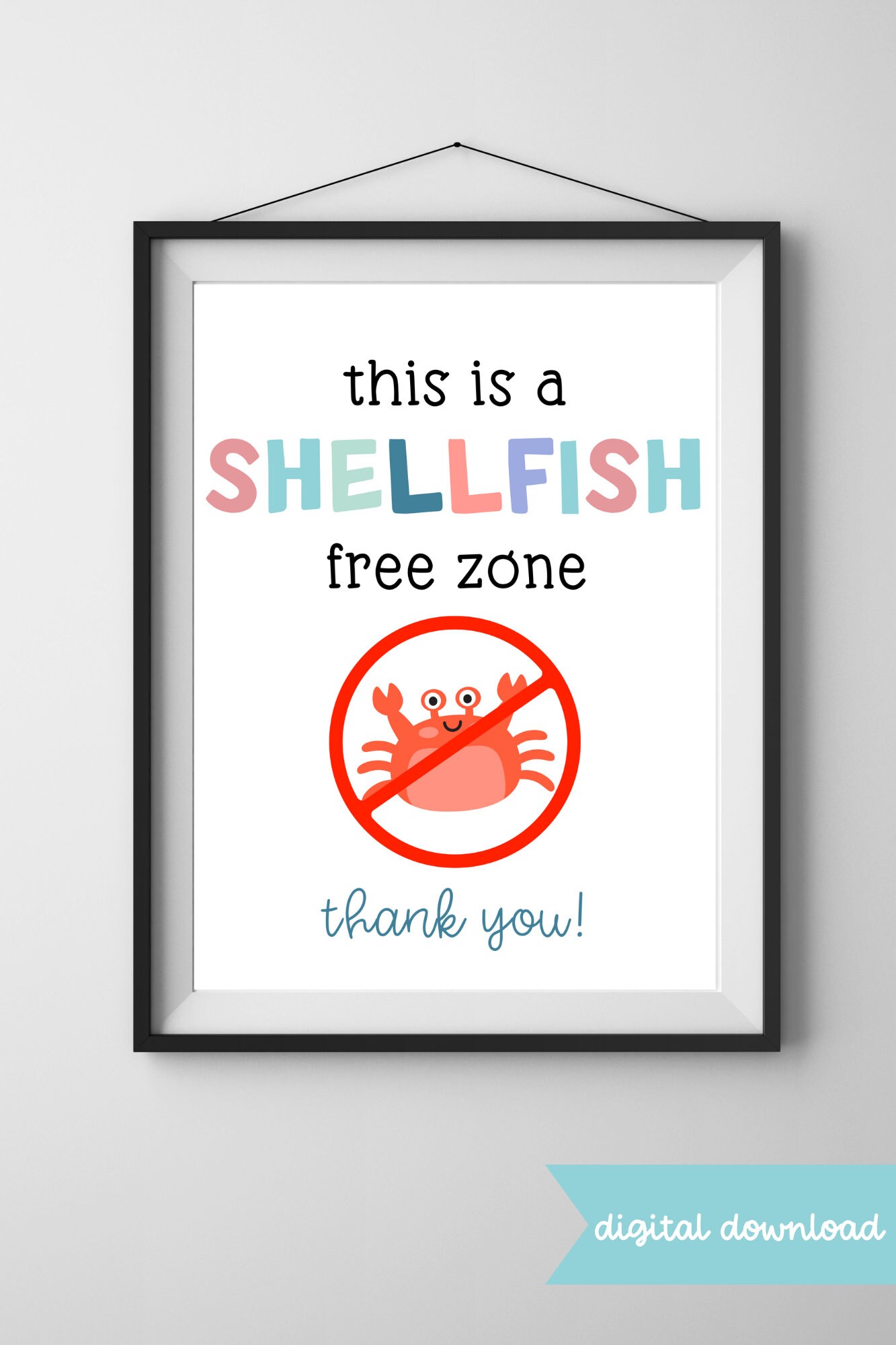 Printable Shellfish Free Zone Sign Food Allergy Sign Shellfish Allergy ...
