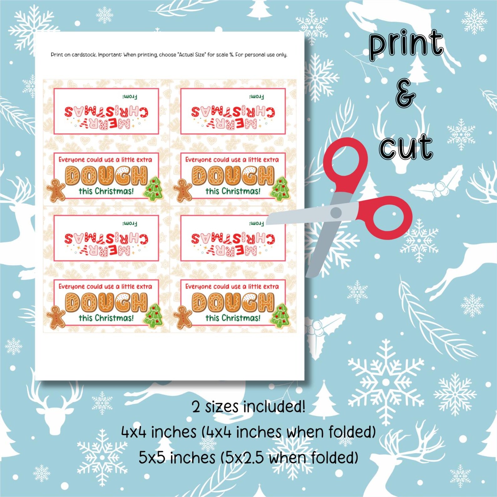 Christmas Dough Printable Treat Bag Topper - Stocking Stuffer - Cash ...
