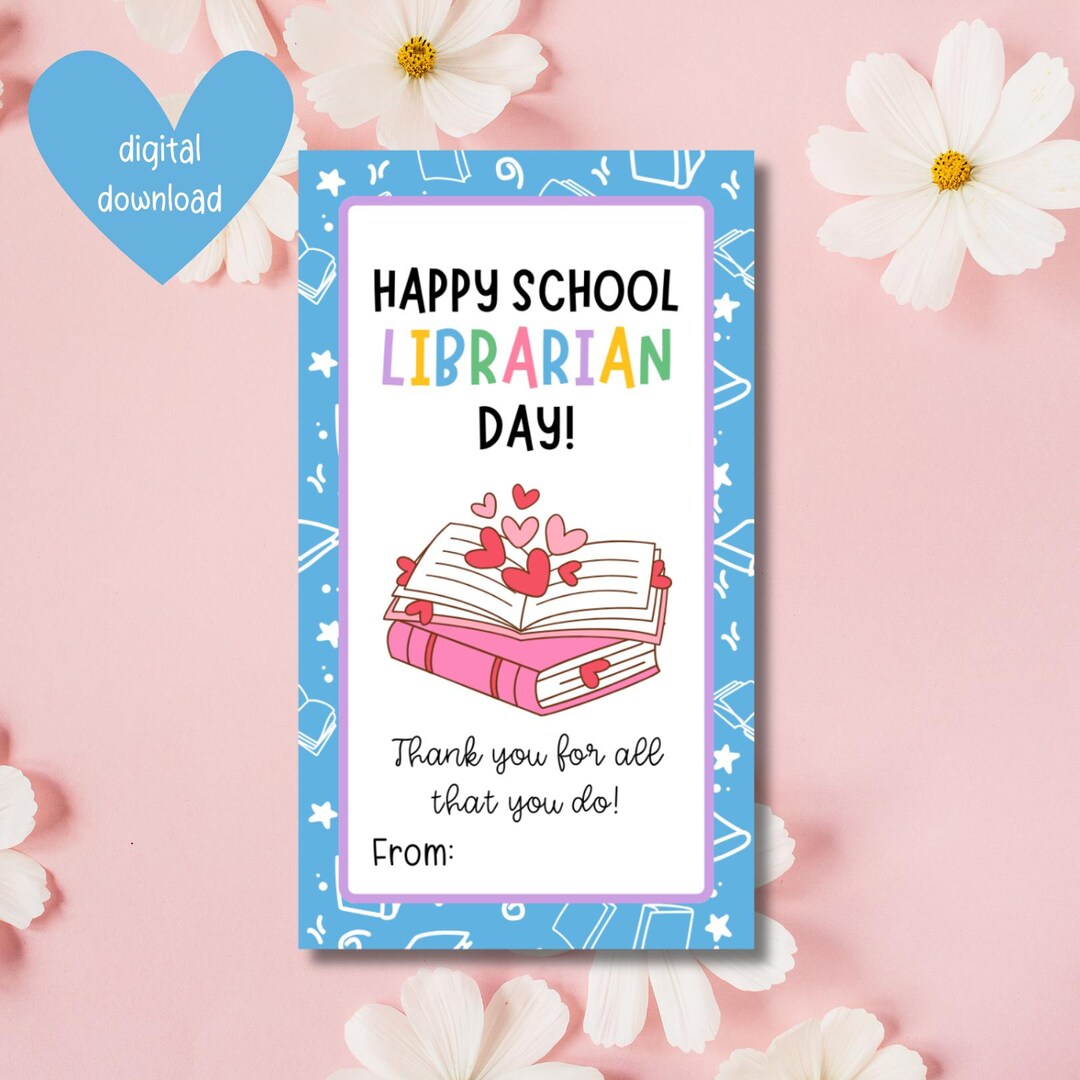 School Librarian Day Gift Tag Printable - School Librarian Appreciation ...