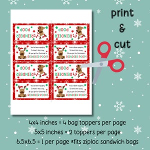 Reindeer Poop Printable Bag Topper - Christmas Treat Bag Toppers ...