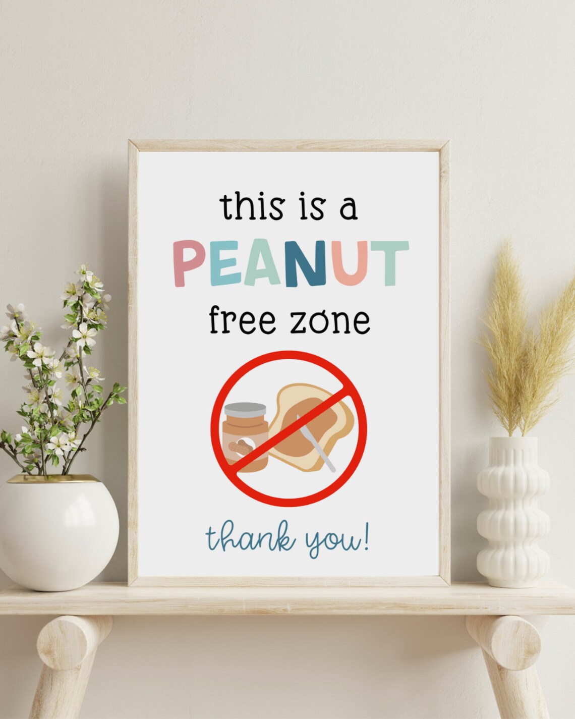 Printable Peanut Free Zone Sign - Food Allergy Sign - Peanut Allergy ...