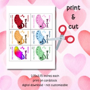 Kids Croc Valentine Card Printable - Printable Shoe Charm Valentine's ...