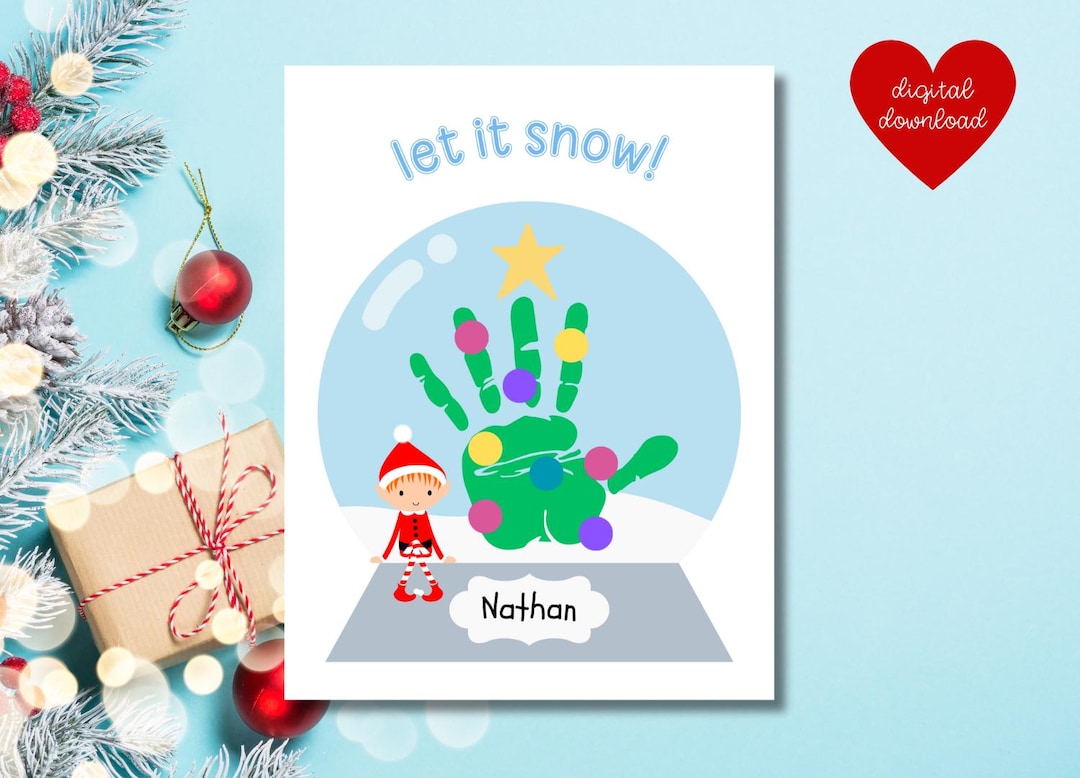 Christmas Handprint Craft Template for Kids Printable Snowglobe Craft ...