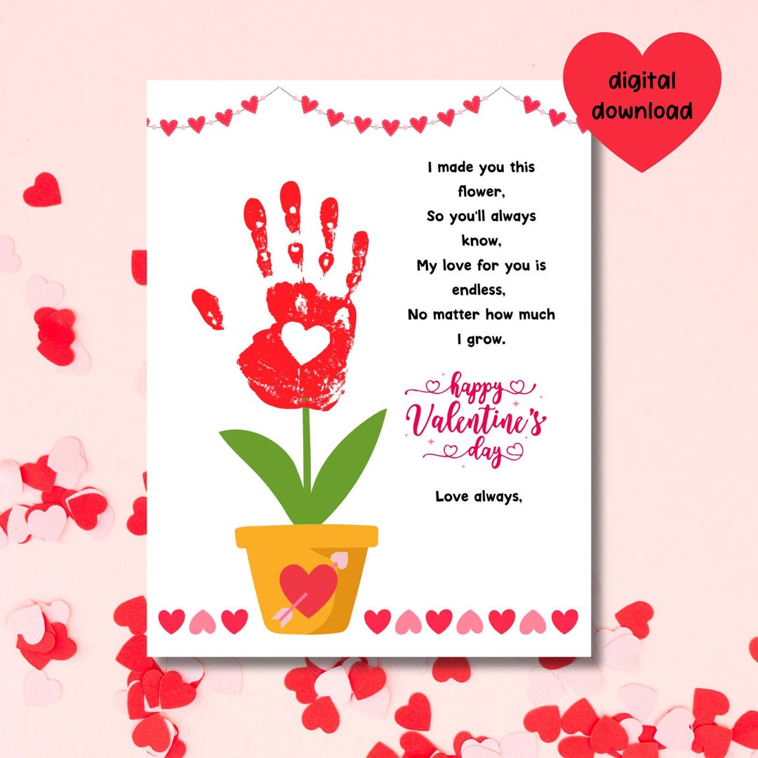 Valentine Handprint Craft Printable - Handprint Craft for Valentine's ...