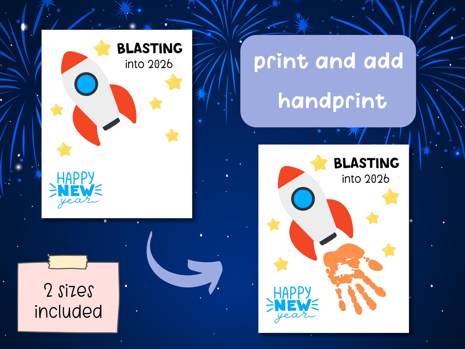 New Years Handprint Craft for Toddlers Printable - New Years Handprint ...