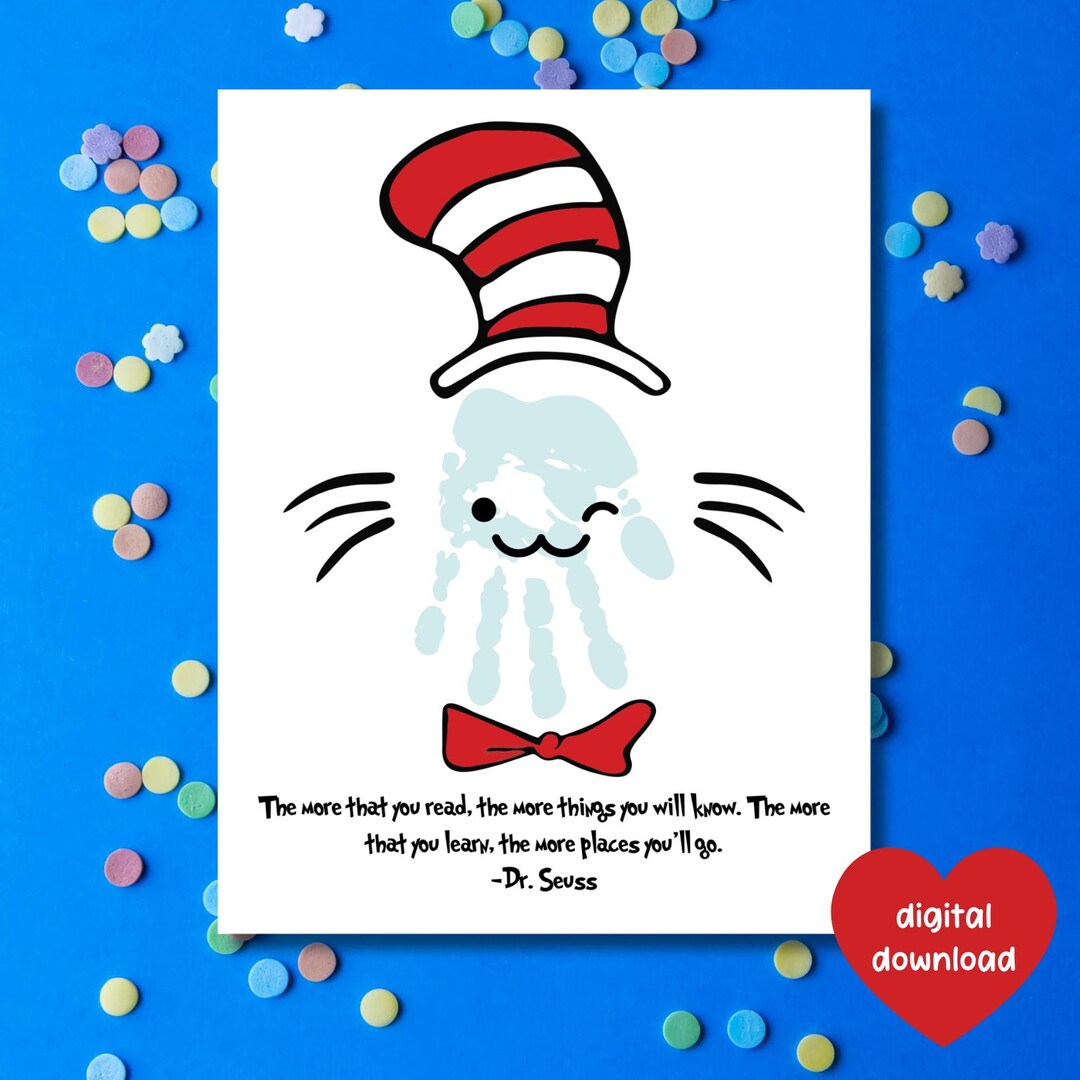 Cat in the Hat Handprint Craft Printable - Read Across America ...