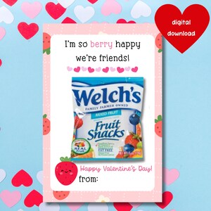 Fruit Snack Valentine Printable Printable Valentines Card for Kids ...