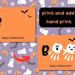 Halloween Ghost Handprint Art Printable - Handprint Craft for Halloween ...