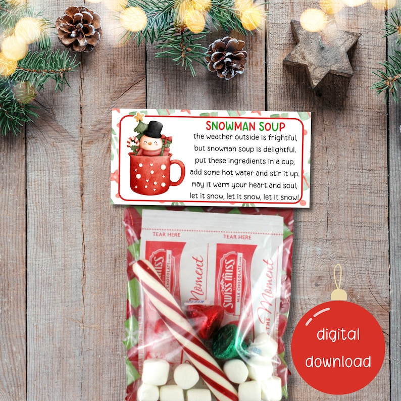 Snowman Soup Printable Bag Topper Christmas Treat Bag Topper Snowman ...