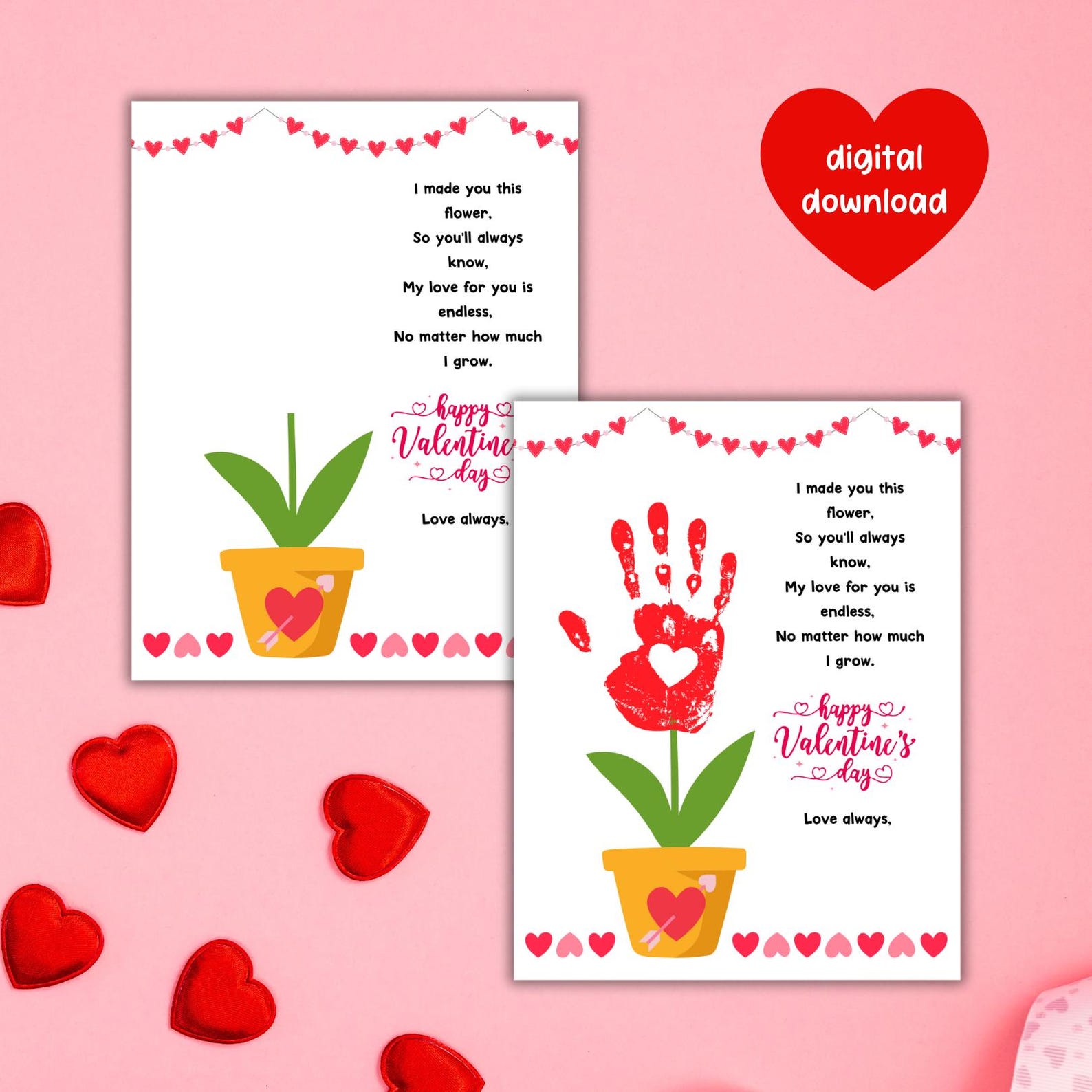 Valentine Handprint Craft Printable - Handprint Craft for Valentine's ...