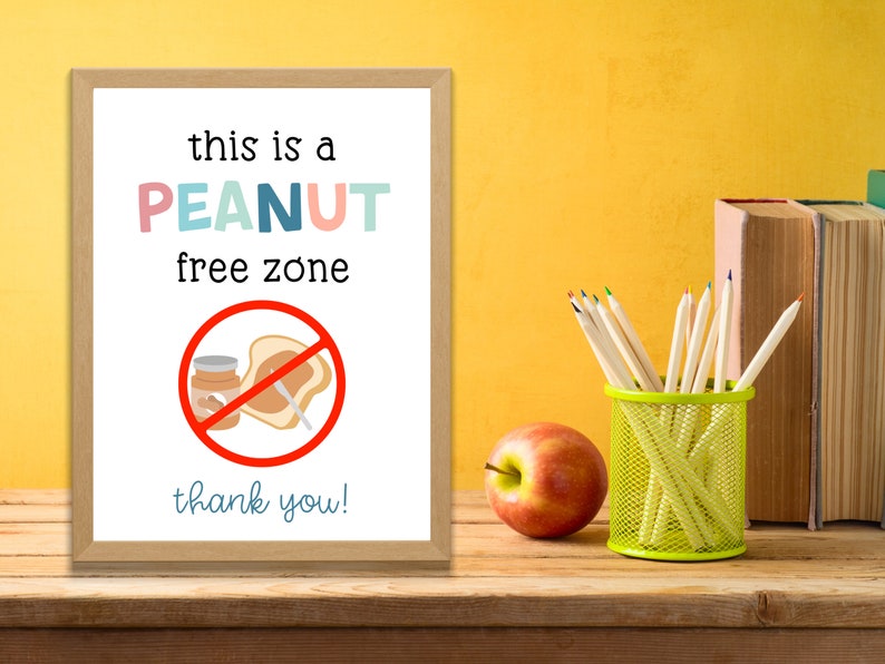 Printable Peanut Free Zone Sign - Food Allergy Sign - Peanut Allergy ...