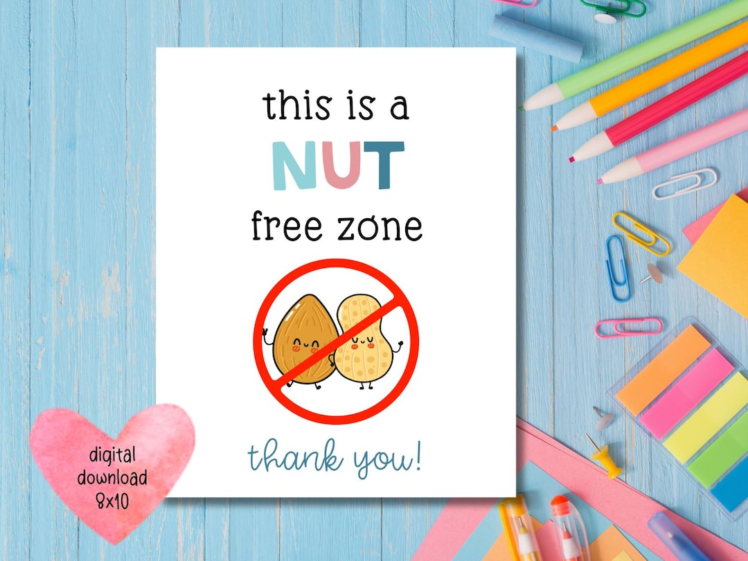 Printable Peanut and Tree Nut Free Zone Sign - Food Allergy Sign ...