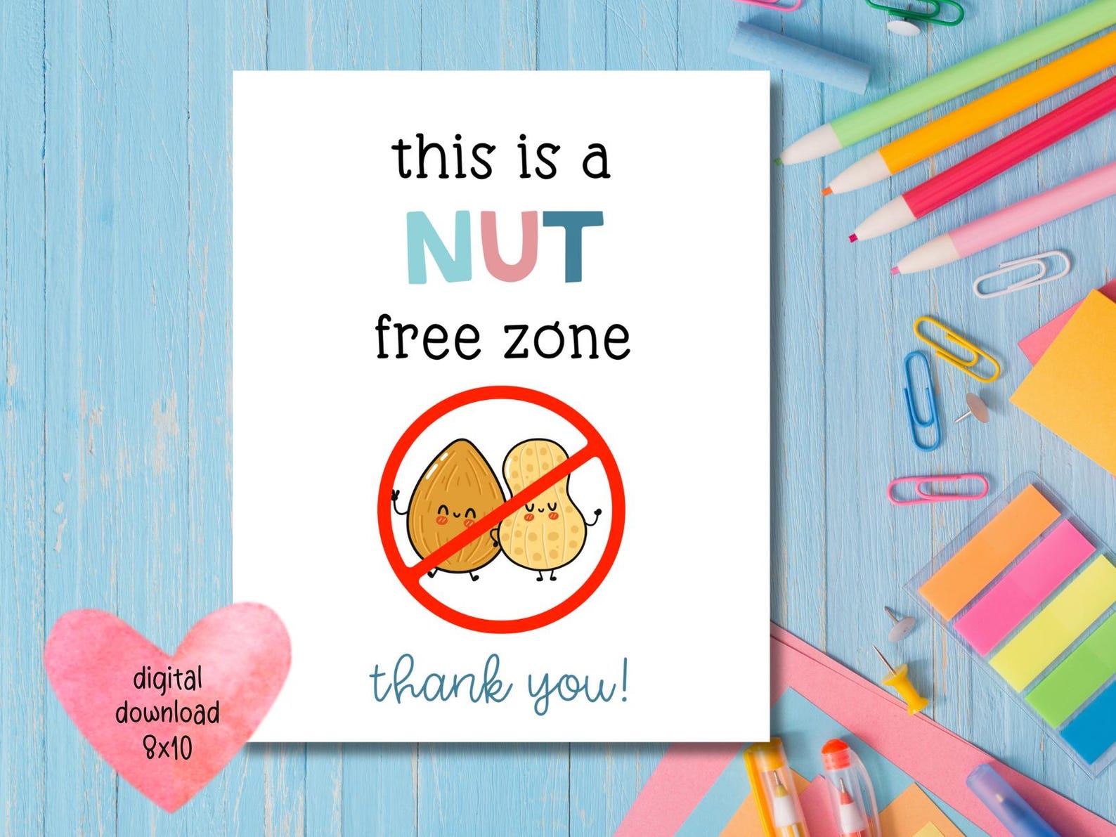 Printable Peanut and Tree Nut Free Zone Sign - Food Allergy Sign ...