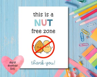 Peanut & Tree Nut Free Classroom Sign - Etsy