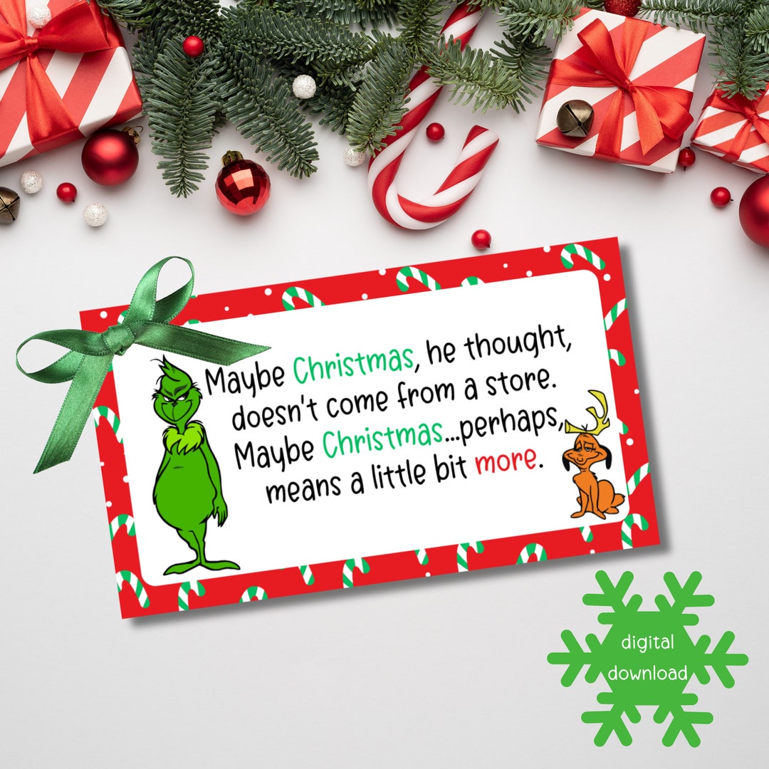 Grinch Gift Tags Printable Christmas Tag for Treat Bags - Etsy Canada