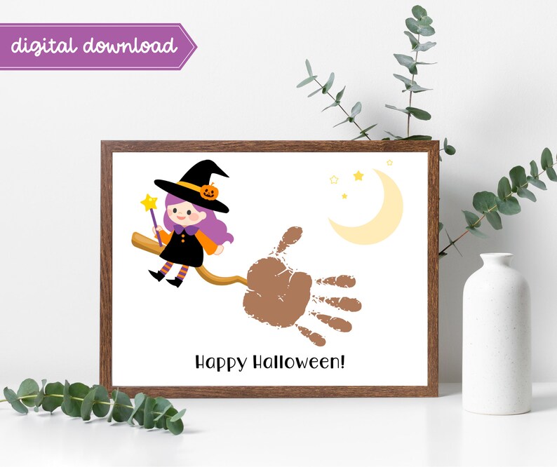 Halloween Witch Handprint Art Printable Handprint Craft for - Etsy