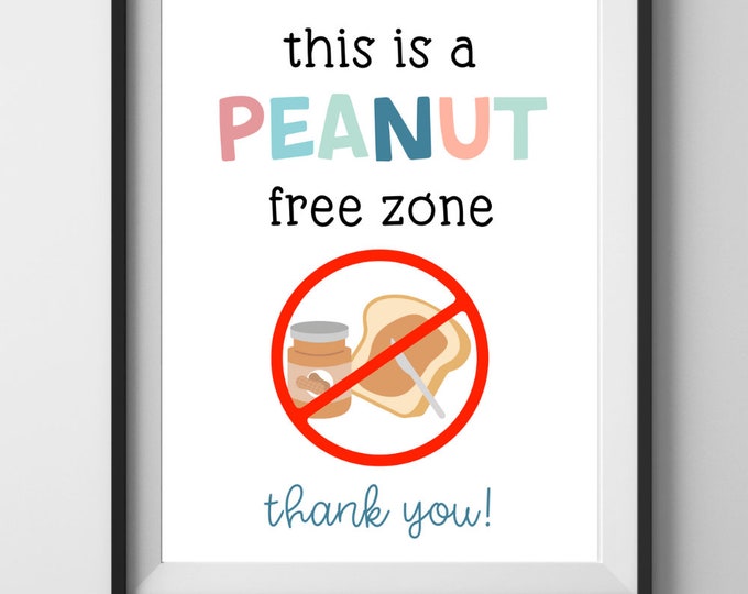 Printable Peanut and Tree Nut Free Zone Sign - Food Allergy Sign ...