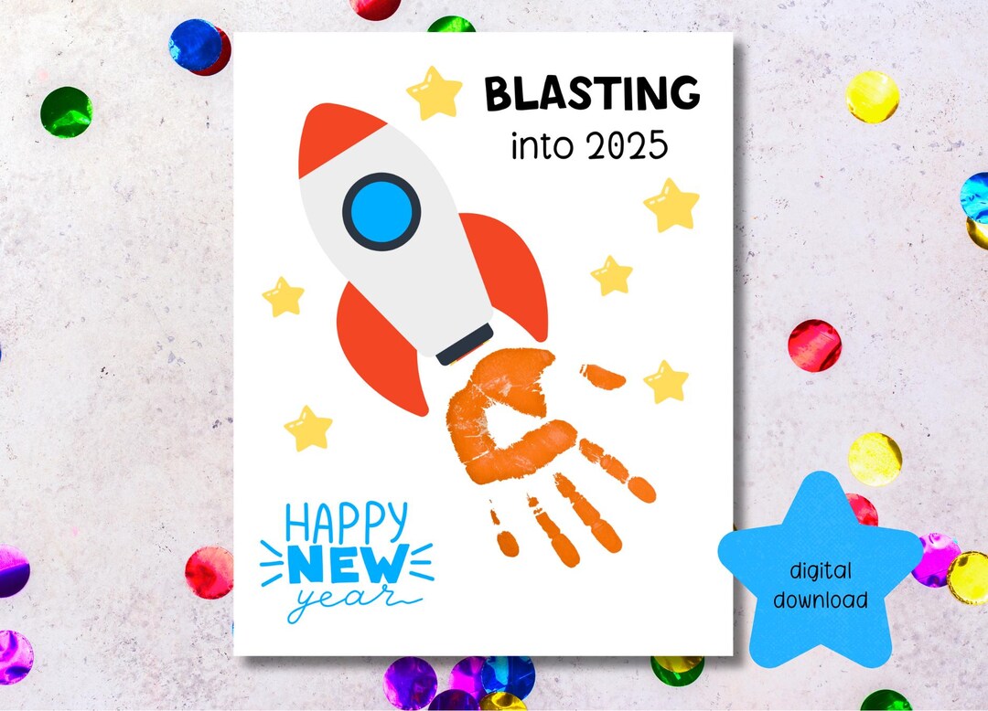 New Years Handprint Craft for Toddlers Printable New Years Handprint ...